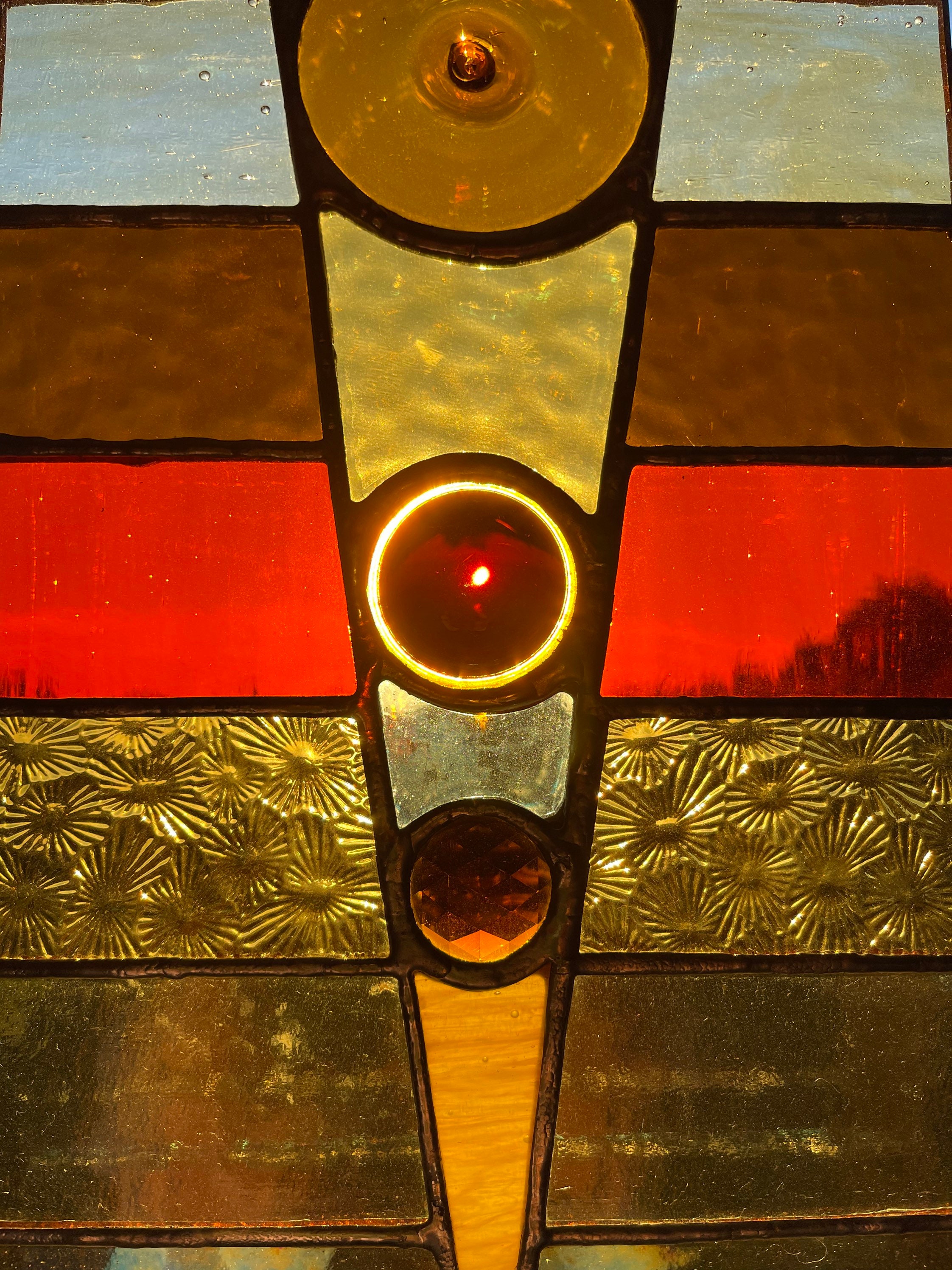 Amber Stained Glass Retro Panel With Multi Textured & Iridescent Glass ...