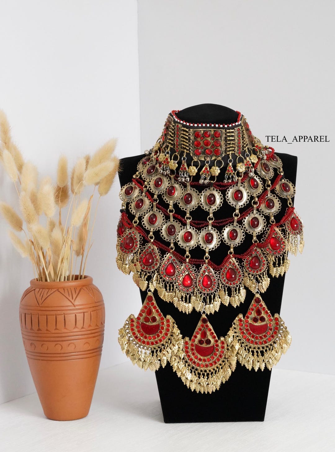 Red Afghan Full Jewellery Set, Afghani Jewelry Set Afghan Choker ...