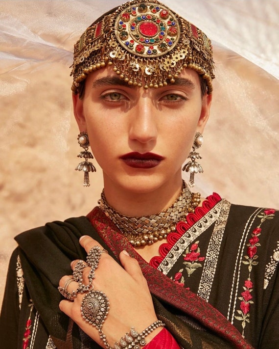 Vintage Afghan headpiece mathapatti kuchi tribal jewe… - Gem