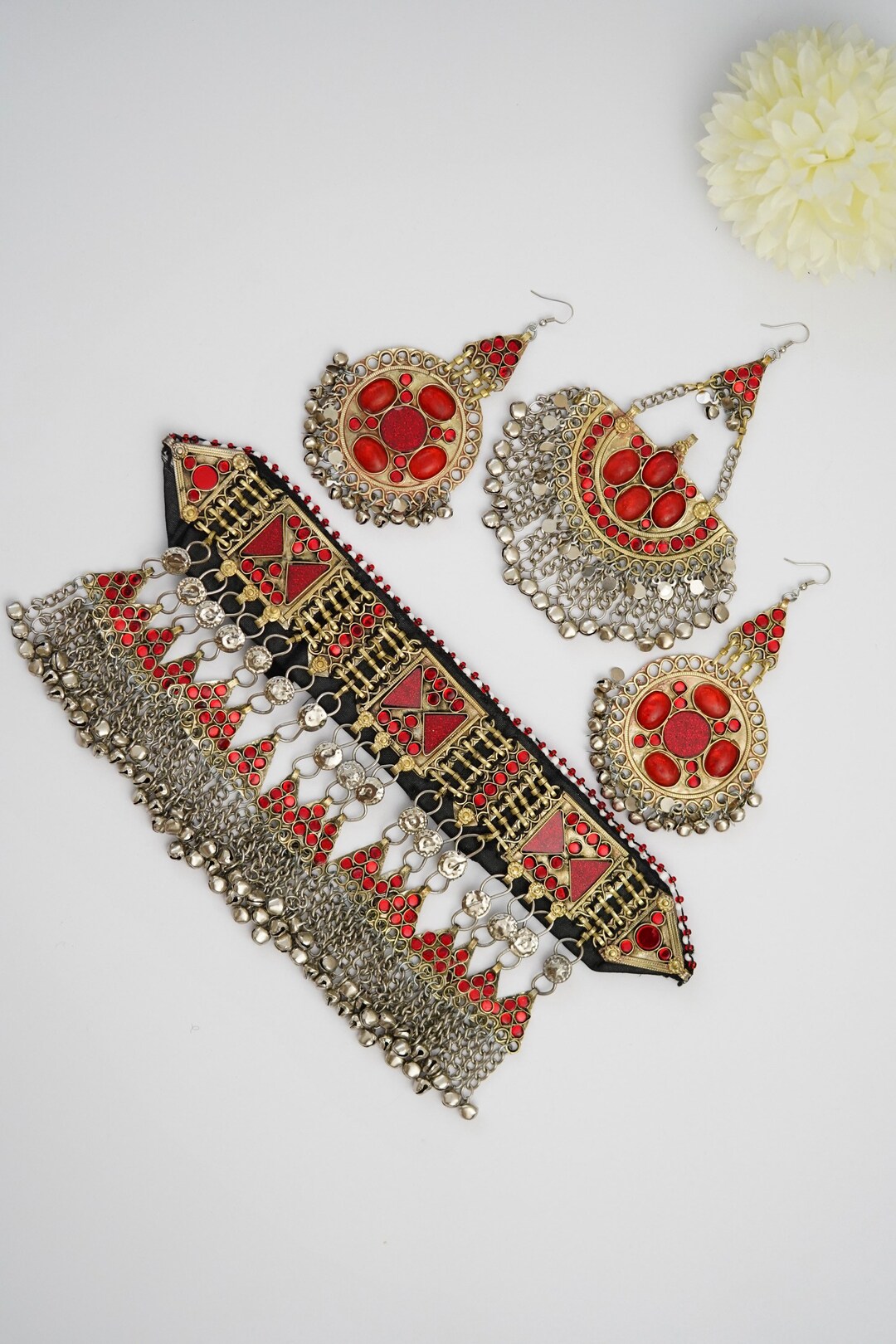 Red Afghan Full Jewellery Set, Afghani Jewelry Set Afghan Choker ...
