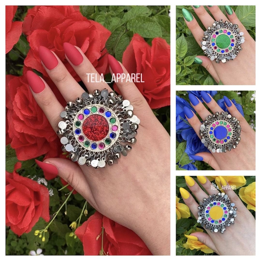Vintage Afghan Colourful Rings - Etsy