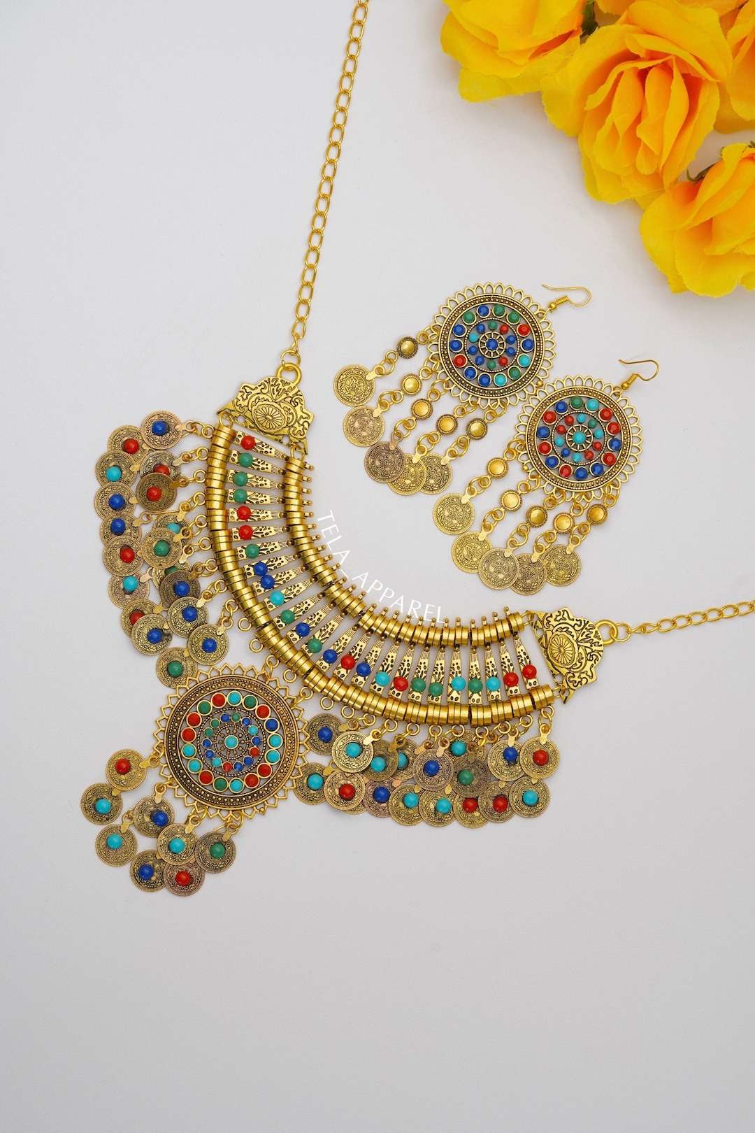 Vintage Afghan Gold Jewellery Set Afghani Tribal Choker - Etsy