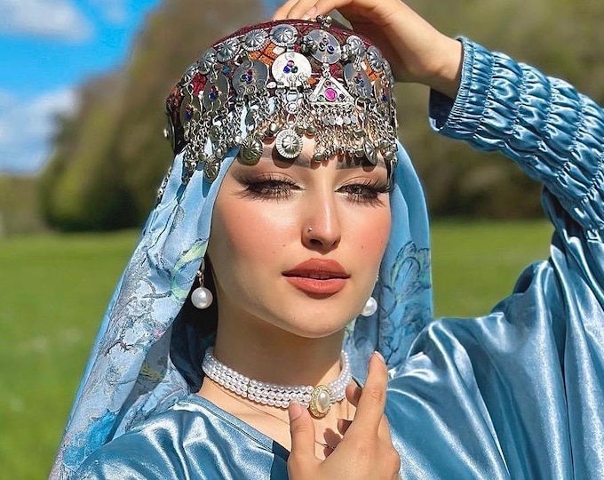 Afghan Handmade Hat Afghan Jewellery Cap Afghan Cap With Headpiece ...