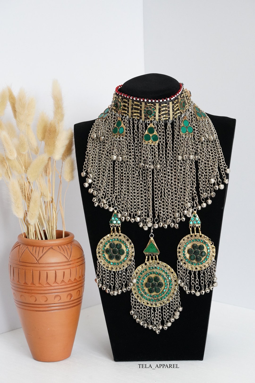 Green Afghan Full Jewellery Set Afghani Jewelry Set Afghan Choker ...