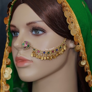Vintage Gold Afghan Nose Ring Chain Afghan Chargul Pezwan - Etsy