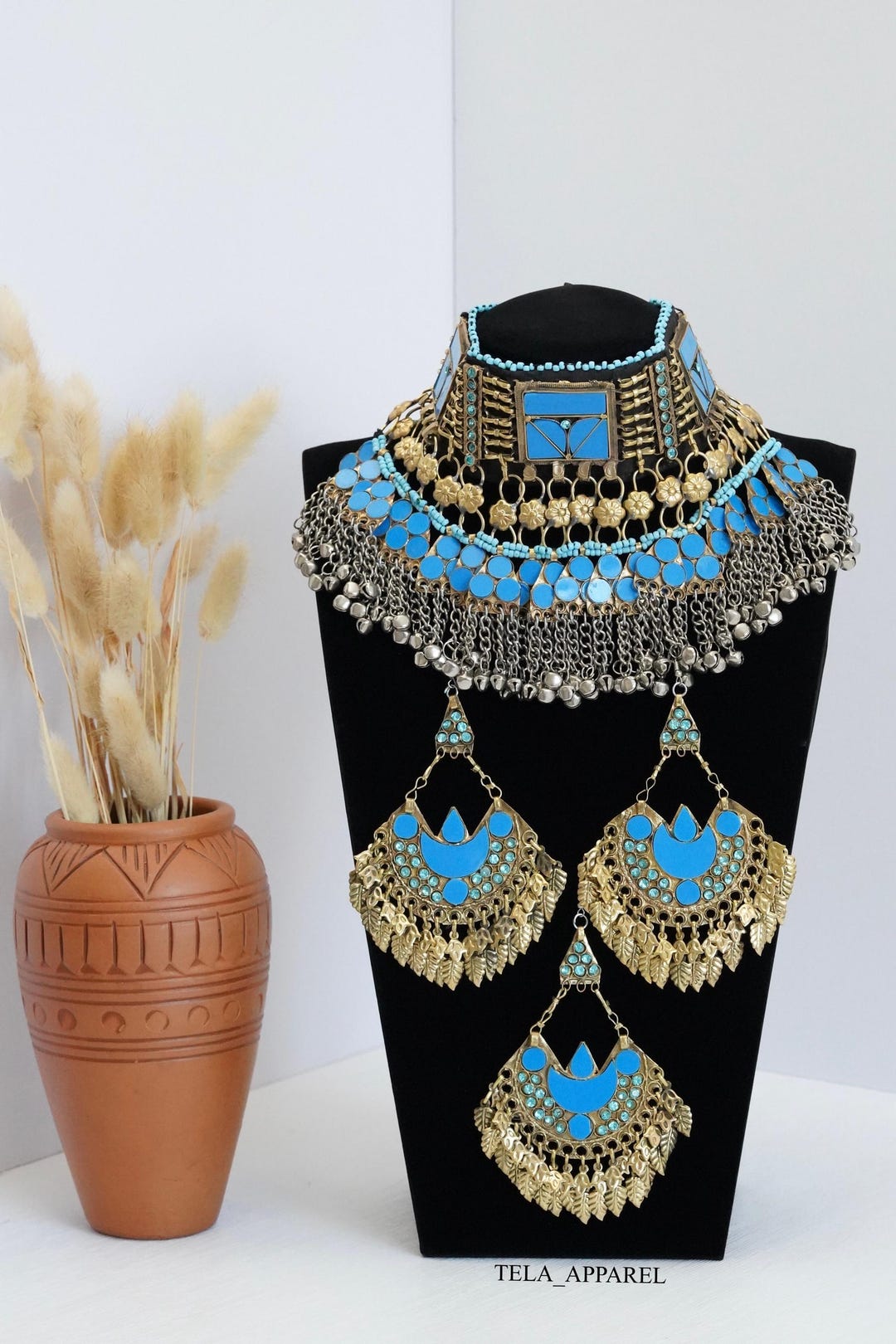 Firuza Afghan 3 Piece Vintage Jewellery Set Afghan Jewellery Vintage ...