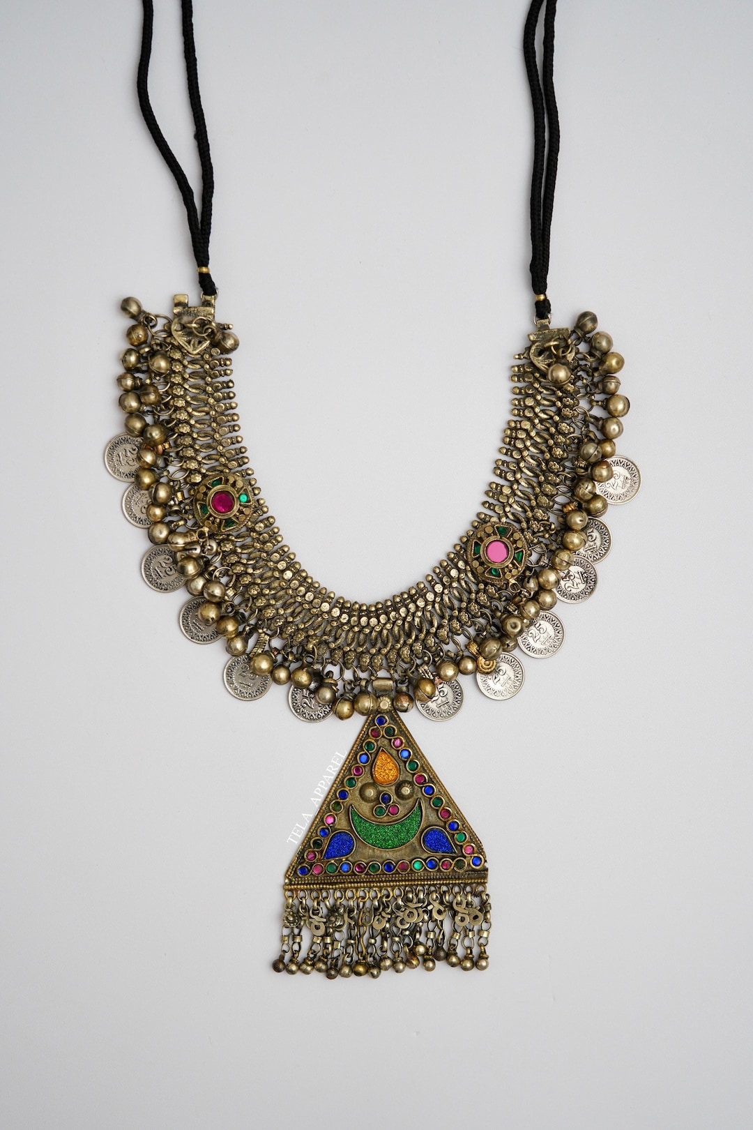 Afghan Vintage Ethnic Boho Choker Multicolor Necklace, Vintage Choker ...