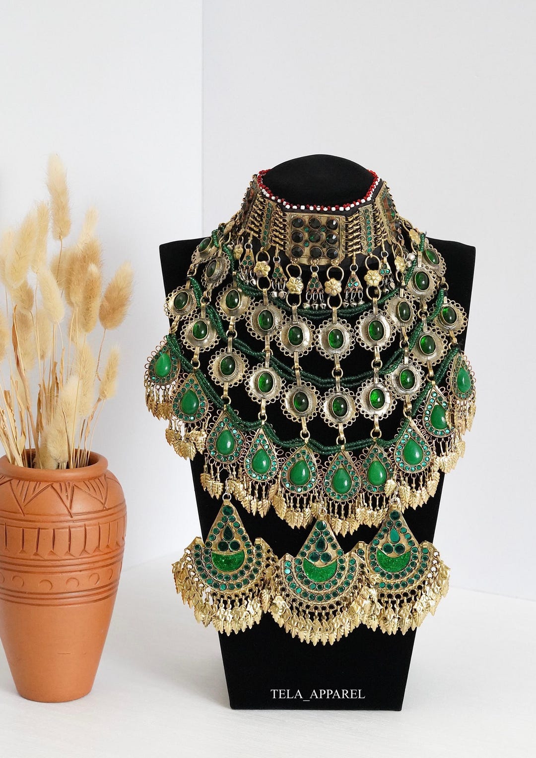 Green Afghan Full Jewellery Set Afghani Jewelry Set Afghan Choker ...