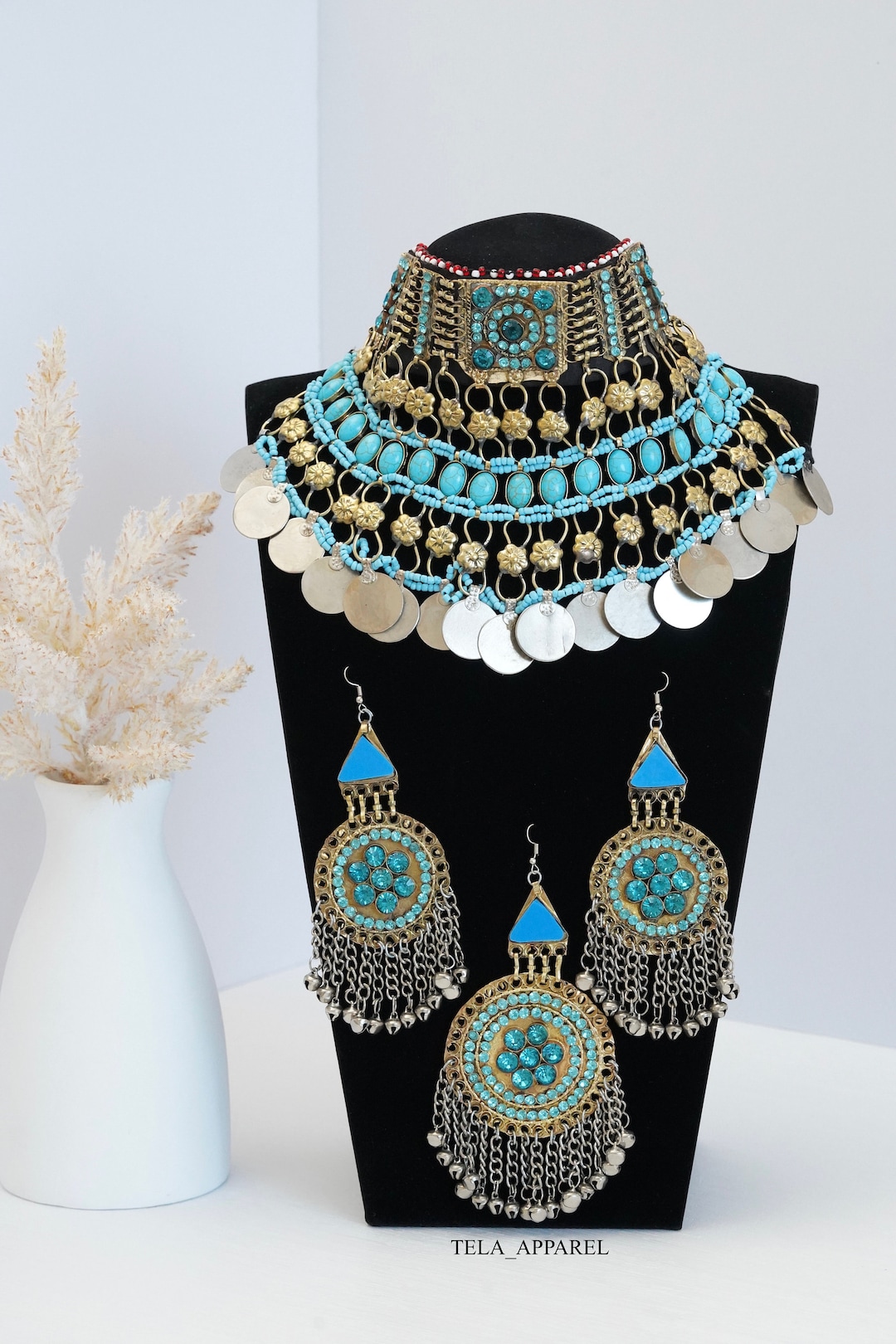 Firuza Afghan 3 Piece Vintage Jewellery Set Afghan Jewellery Vintage ...