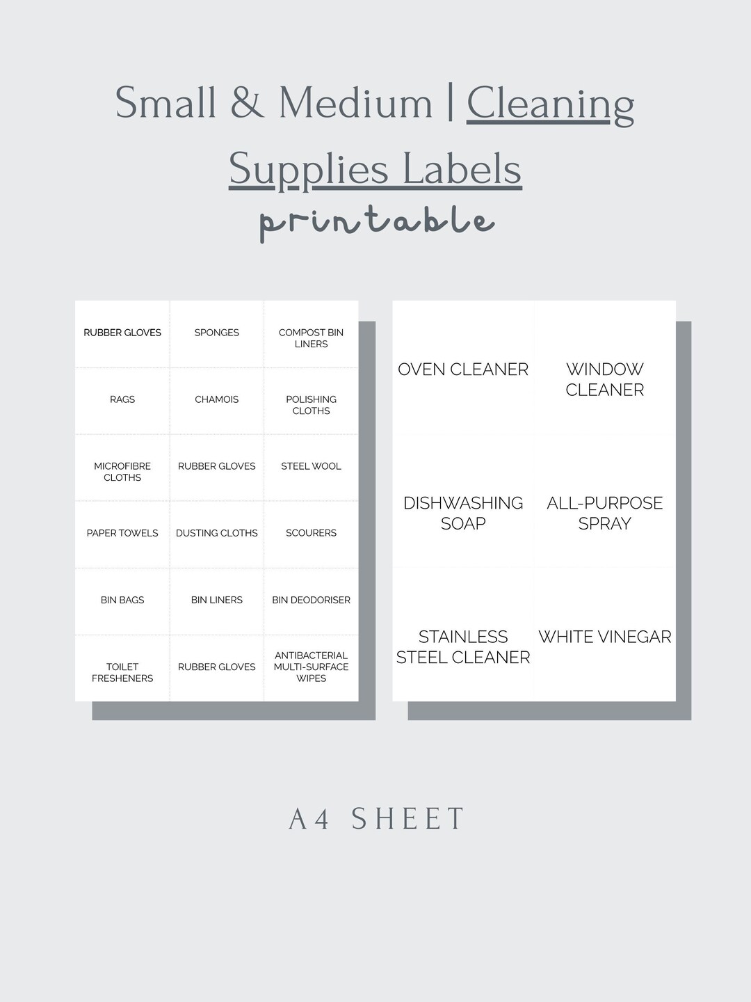 Cleaning Supplies Labels Minimalist 10 Sheets, 85 Labels - Etsy
