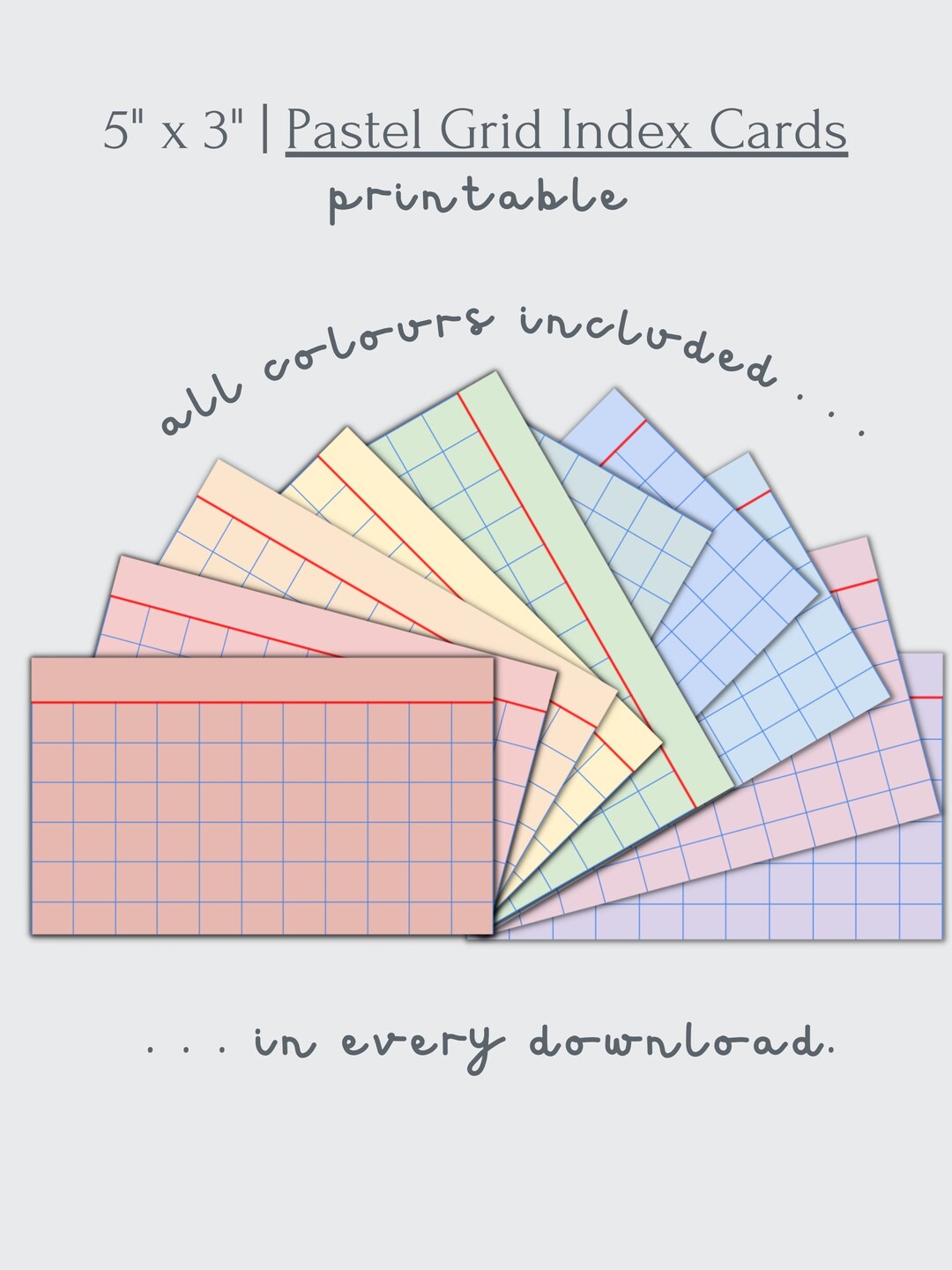 Pastel Grid Index Cards Standard Size 1cm X 1cm Grid Printable - Etsy