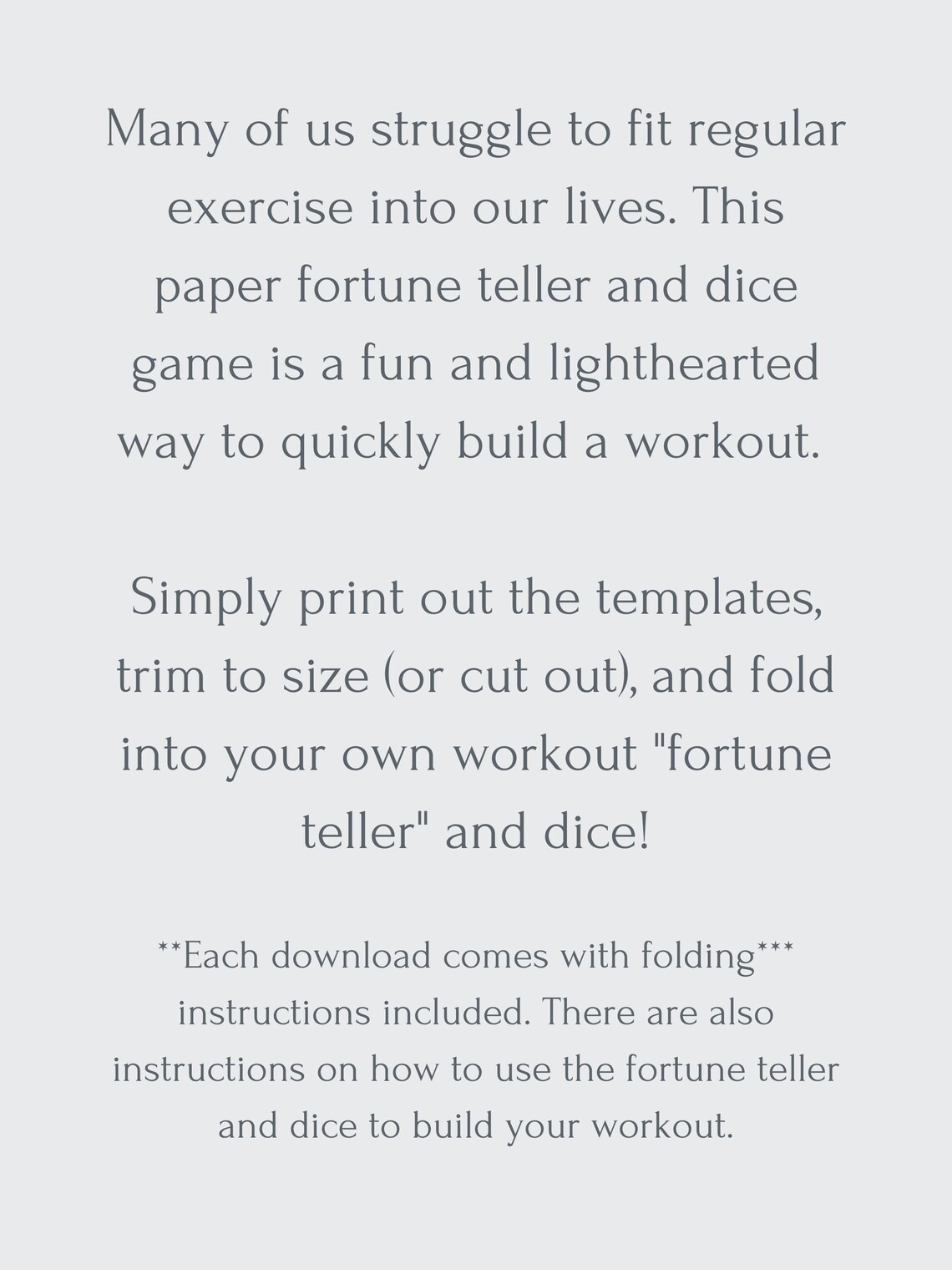 Workout Paper Origami Fortune Teller & Dice Printable - Etsy