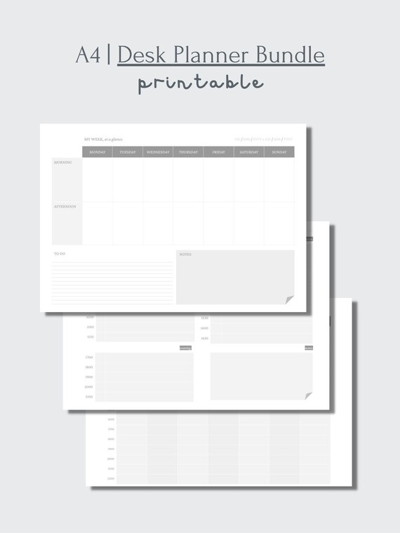 A4 Desk Planner Bundle Minimalist Printable | Etsy
