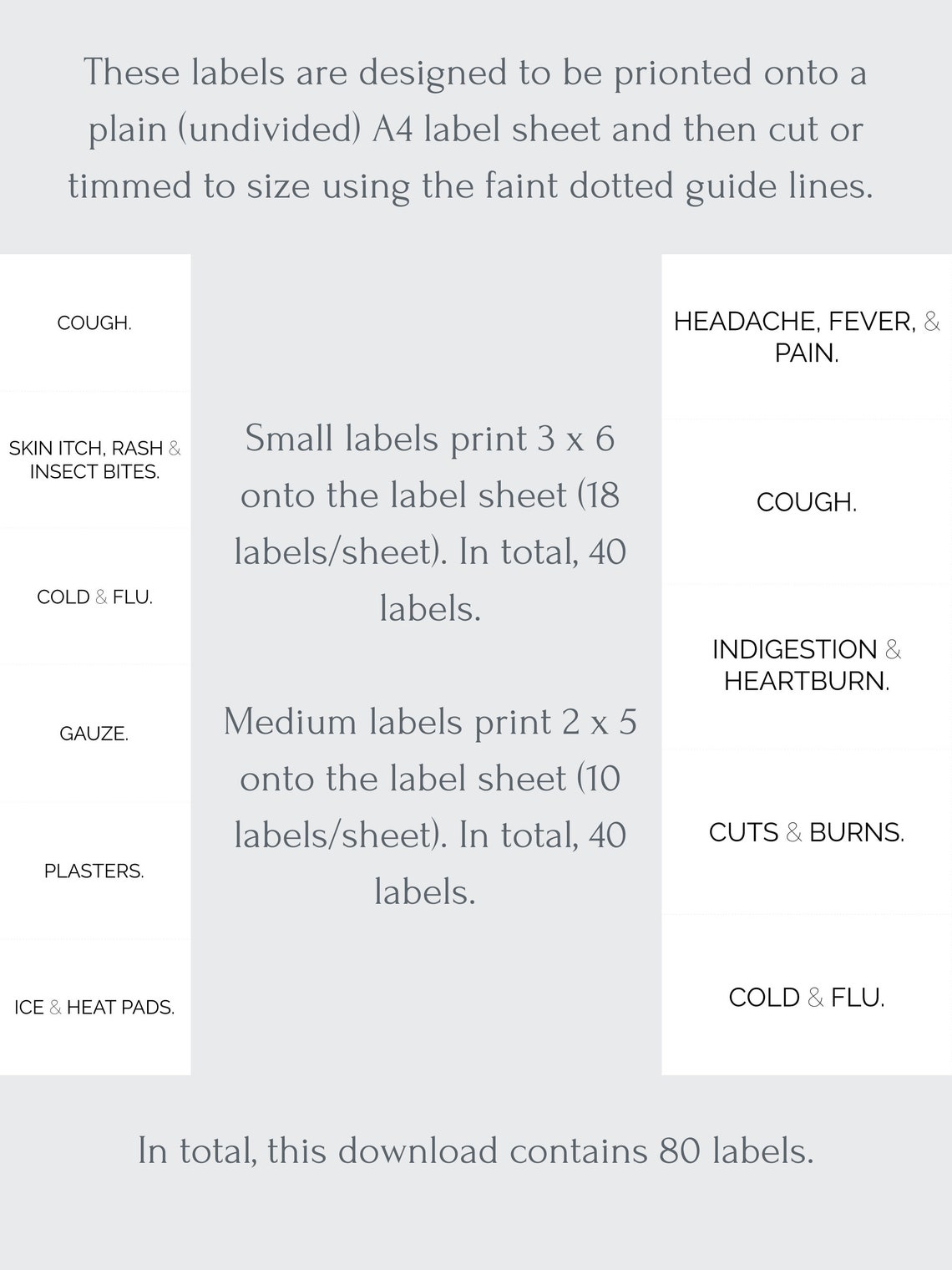 Medicine Cabinet Labels Minimalist Printable 7 Sheets, 80 Labels - Etsy