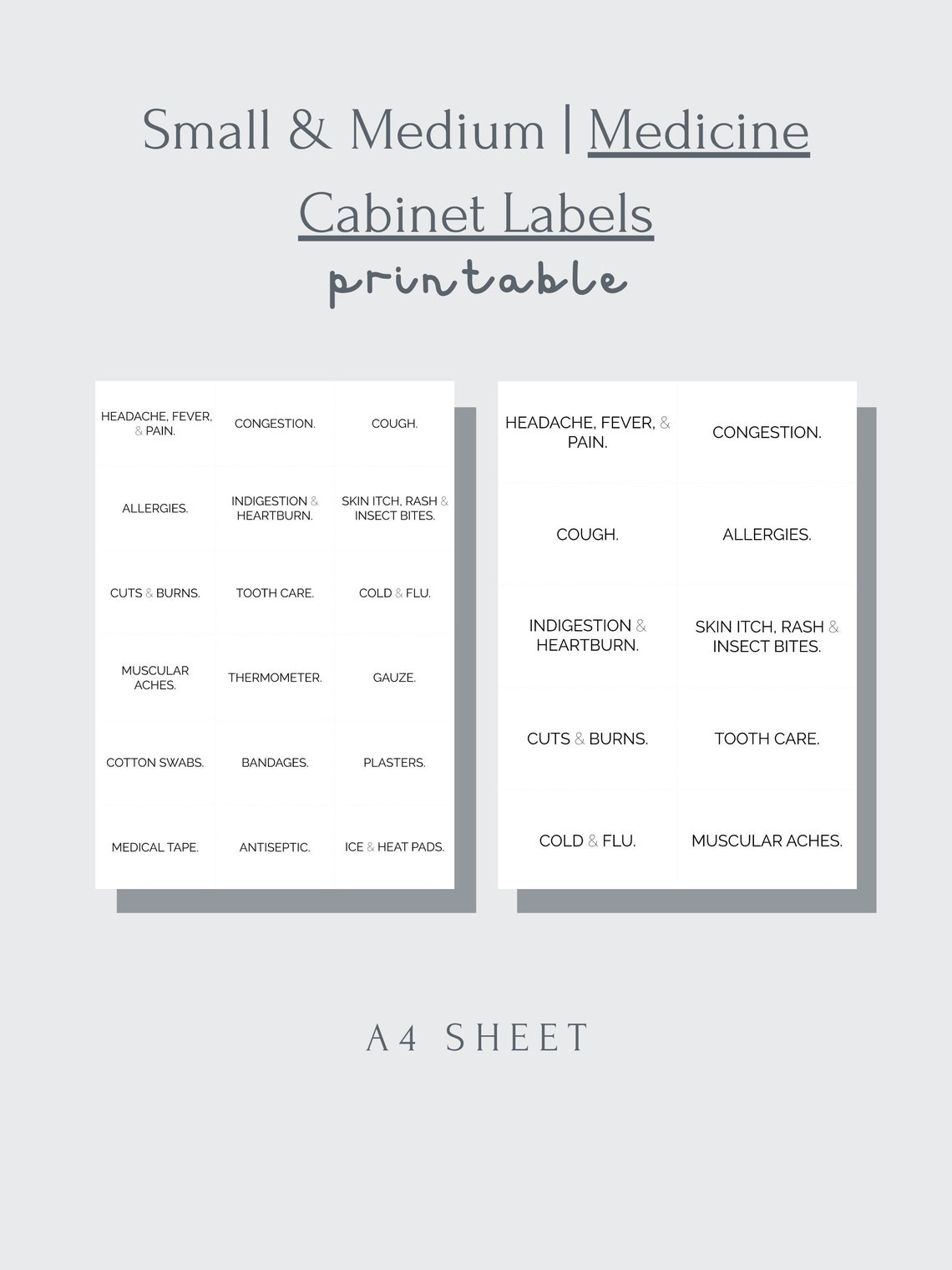 Medicine Cabinet Labels Minimalist Printable 7 Sheets, 80 Labels - Etsy