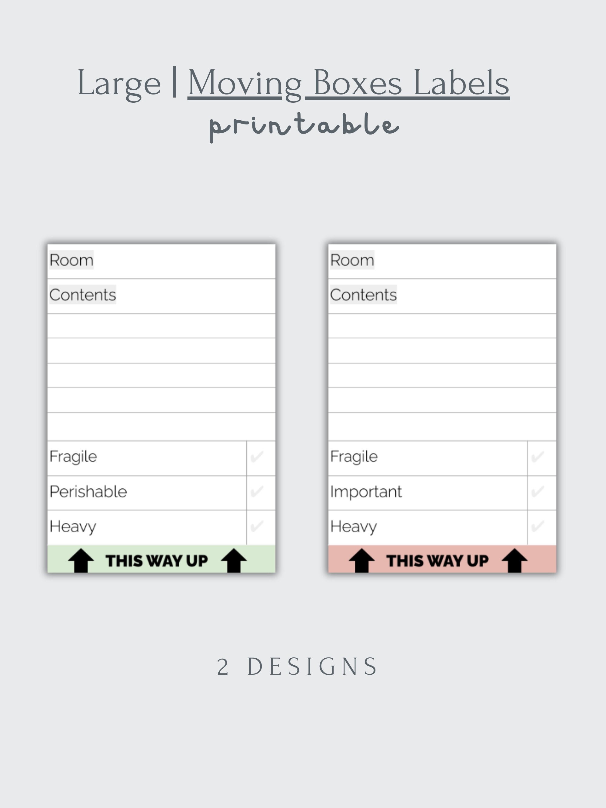 Moving Boxes Labels Minimalist Printable 2 Designs - Etsy