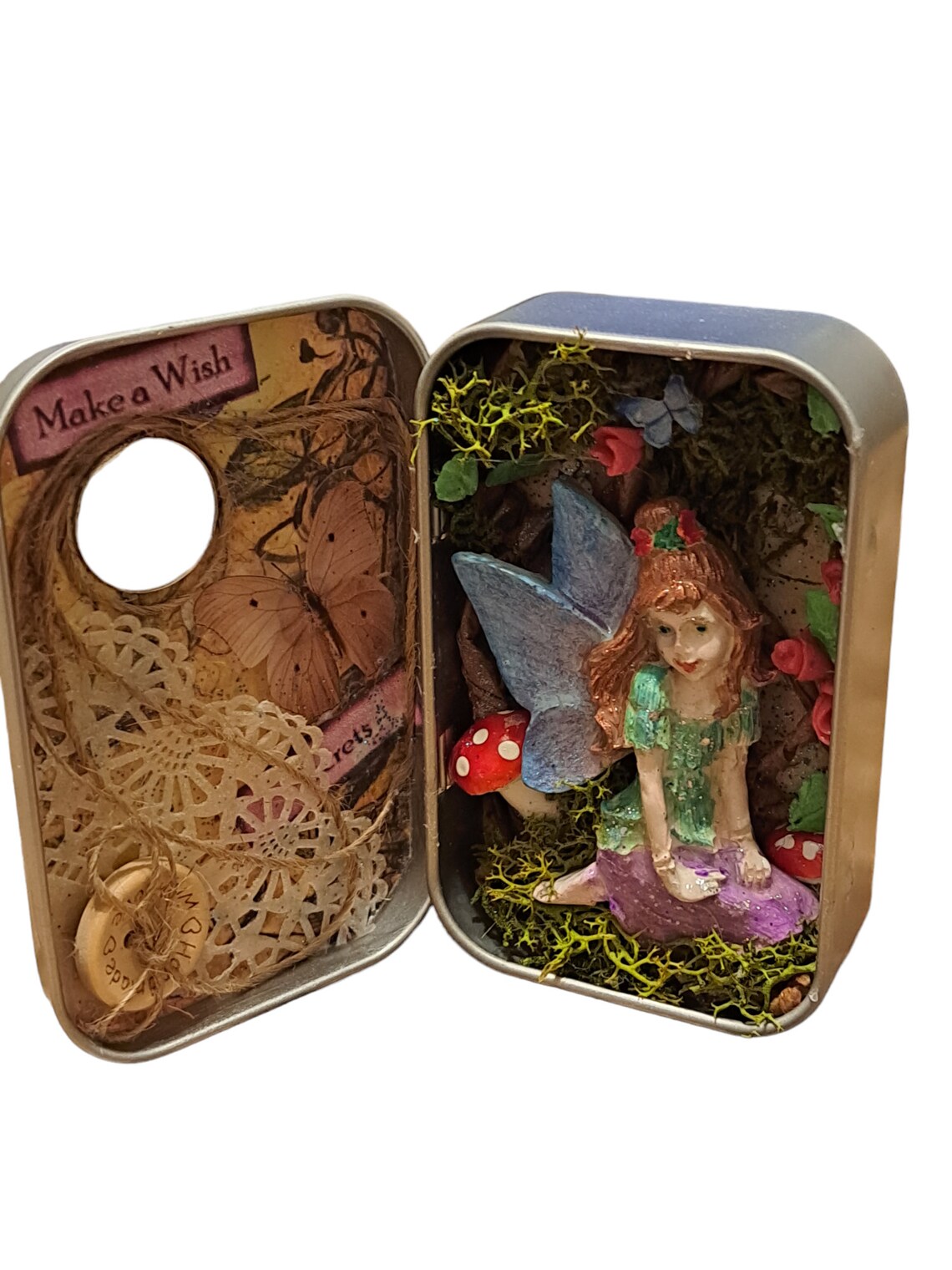 Fairy Altered Altoid Tin Diorama, Fairy Box Wishes, Mini Art, Enchanted ...