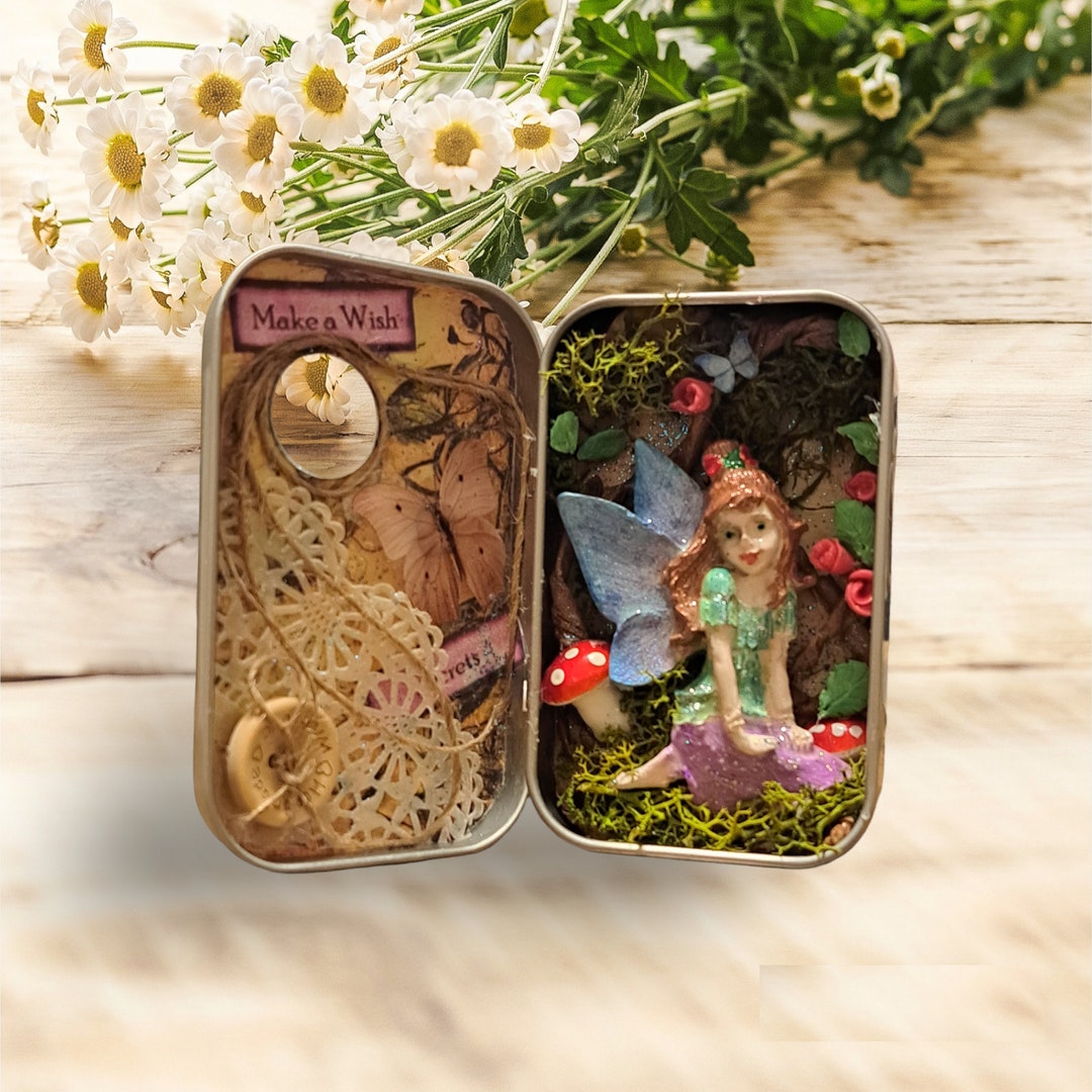 Fairy Altered Altoid Tin Diorama, Fairy Box Wishes, Mini Art, Enchanted ...