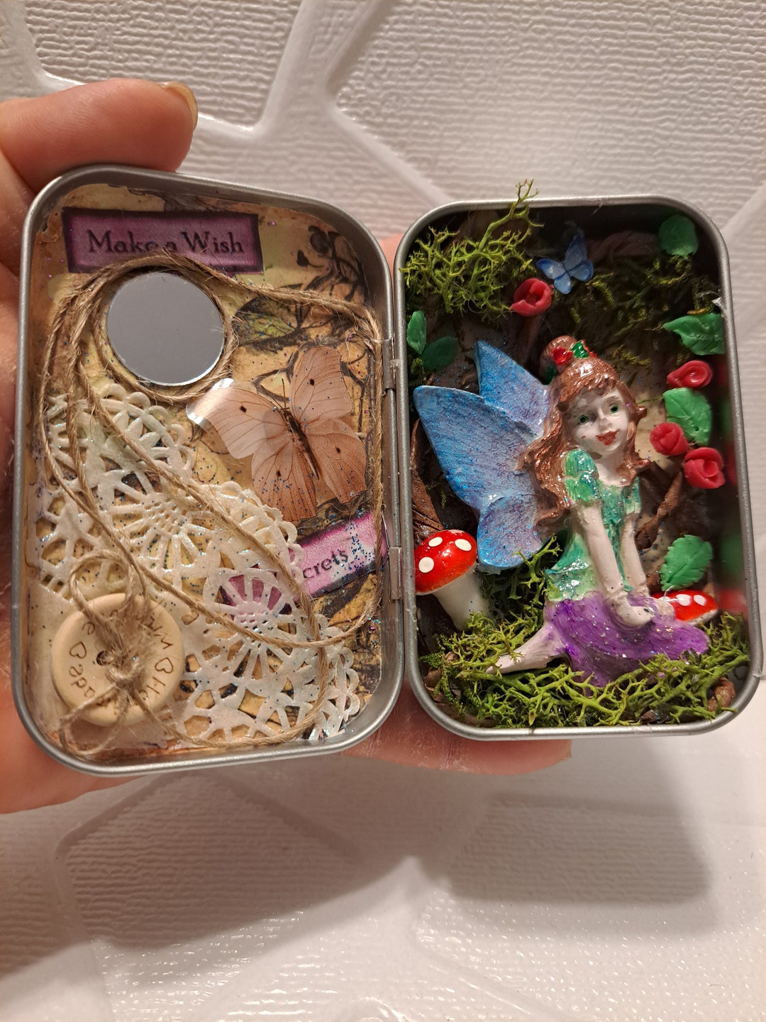 Fairy Altered Altoid Tin Diorama, Fairy Box Wishes, Mini Art, Enchanted ...