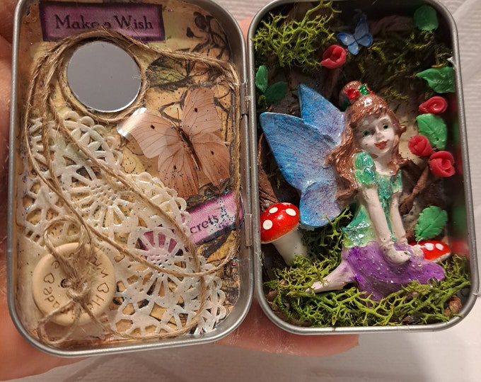 Fairy Altered Altoid Tin Diorama, Fairy Box Wishes, Mini Art, Enchanted ...
