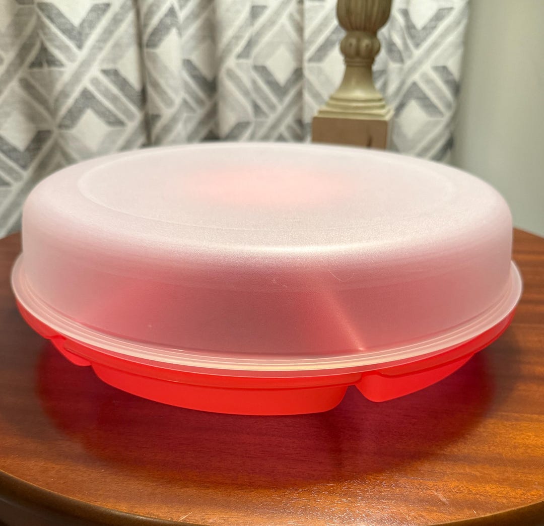 Tupperware Bright Red Divided Veggie Serving Center Tray With Lid ...