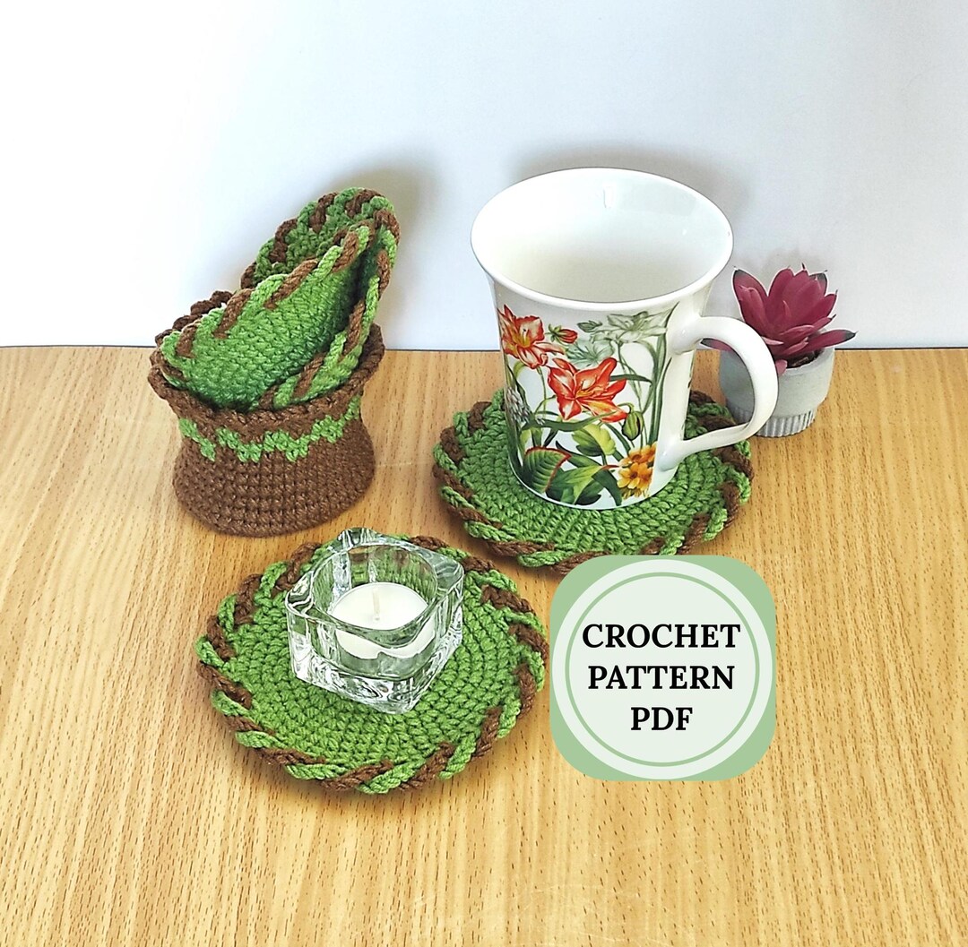 Crochet Coasters and Basket Patterns, Coaster Set Crochet Pattern, Easy ...