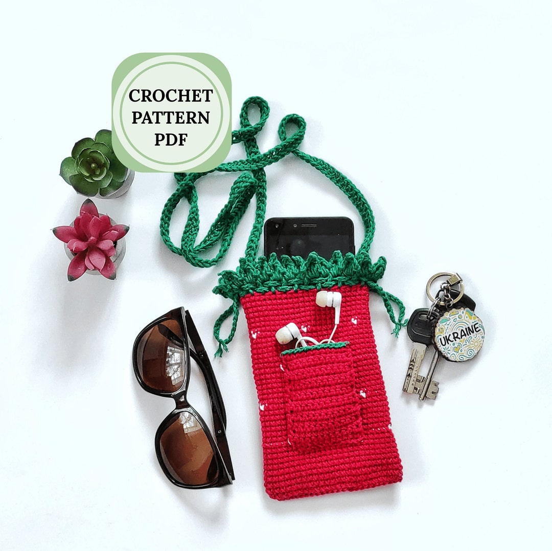 Crochet Cell Phone Purse Pattern, Strawberry Bag Crochet Pattern ...