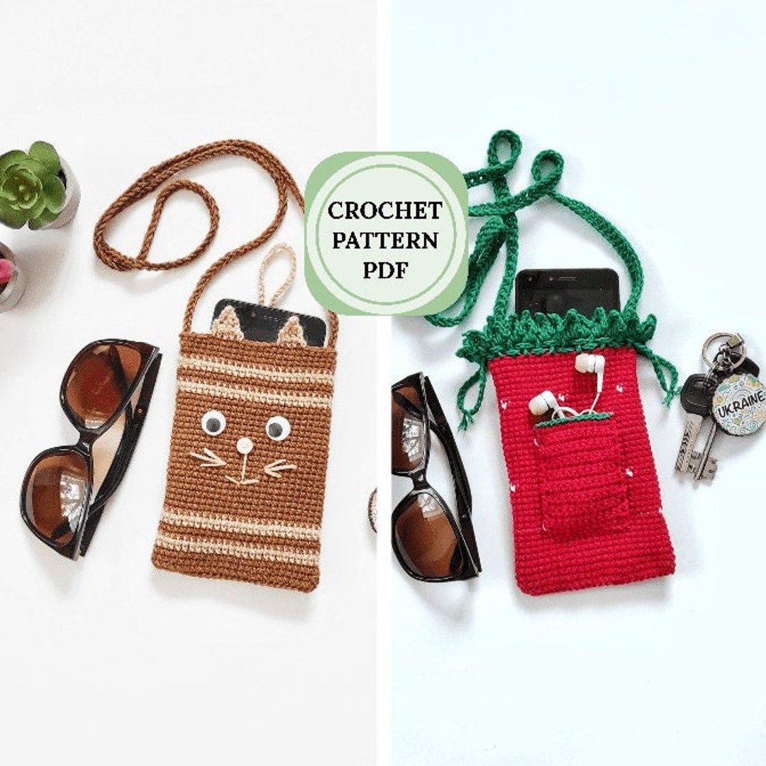 Crochet Phone Bag Pattern PDF, PATTERN Crochet Phone Pouch, Crossbody ...