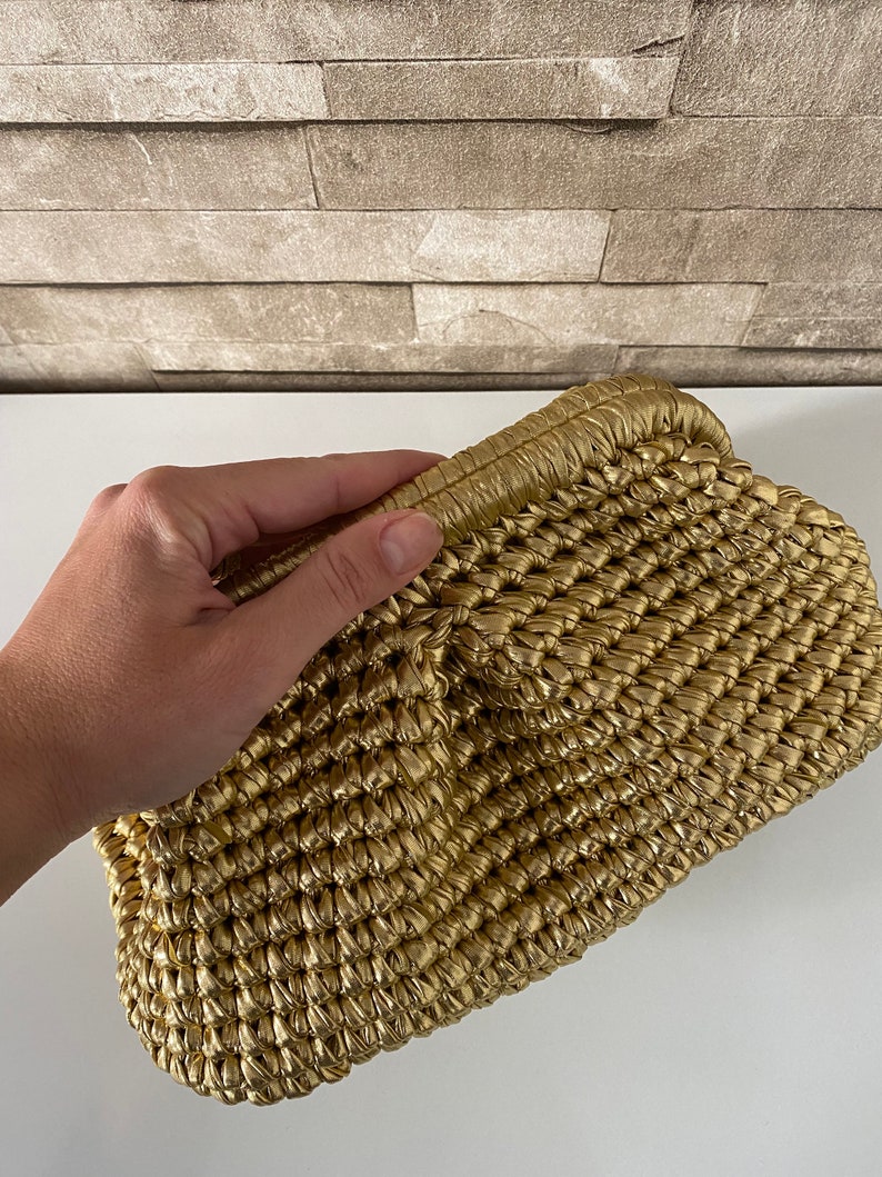 Metallic Raffia Bag Gold Raffia Clutch Evening Pouch Bag - Etsy