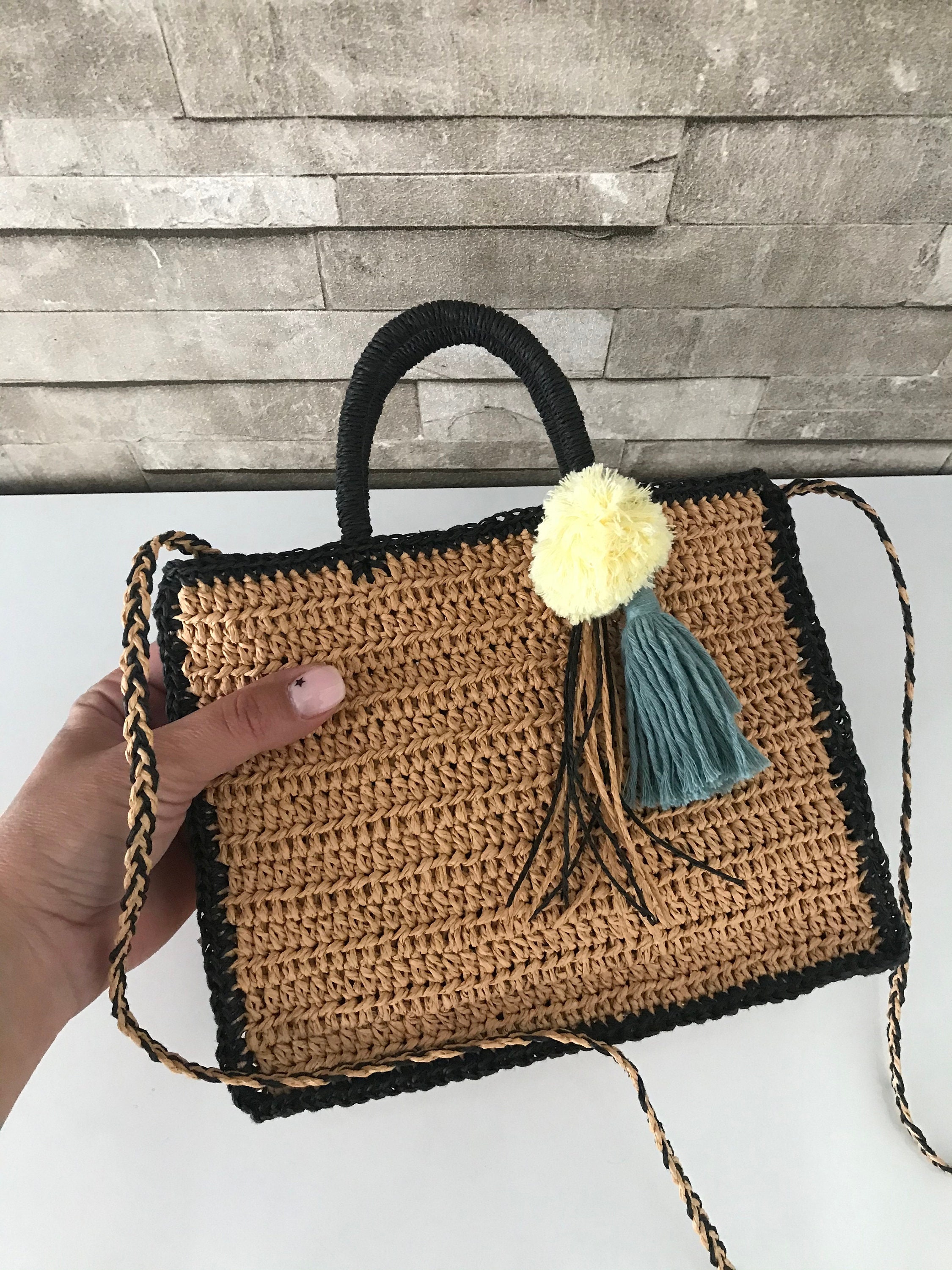 Straw Tote Bag Mini Summer Bag Crossbody Bag Crochet Bag - Etsy