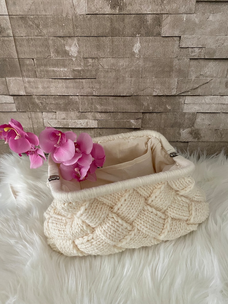 Crochet Wool Clutch Bag: Knitted Puzzle Pouch, Winter Handbag - Etsy