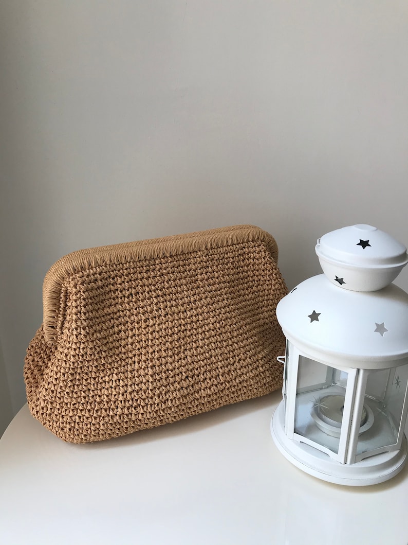 Straw Clutch Bag, Summer Bag, Boho Beach Clutch, Tan Color Hand Bag ...