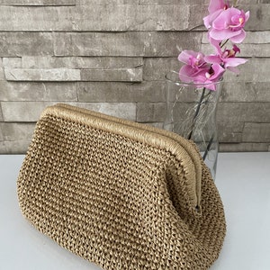Straw Clutch Bag, Summer Bag, Boho Beach Clutch, Tan Color Hand Bag ...