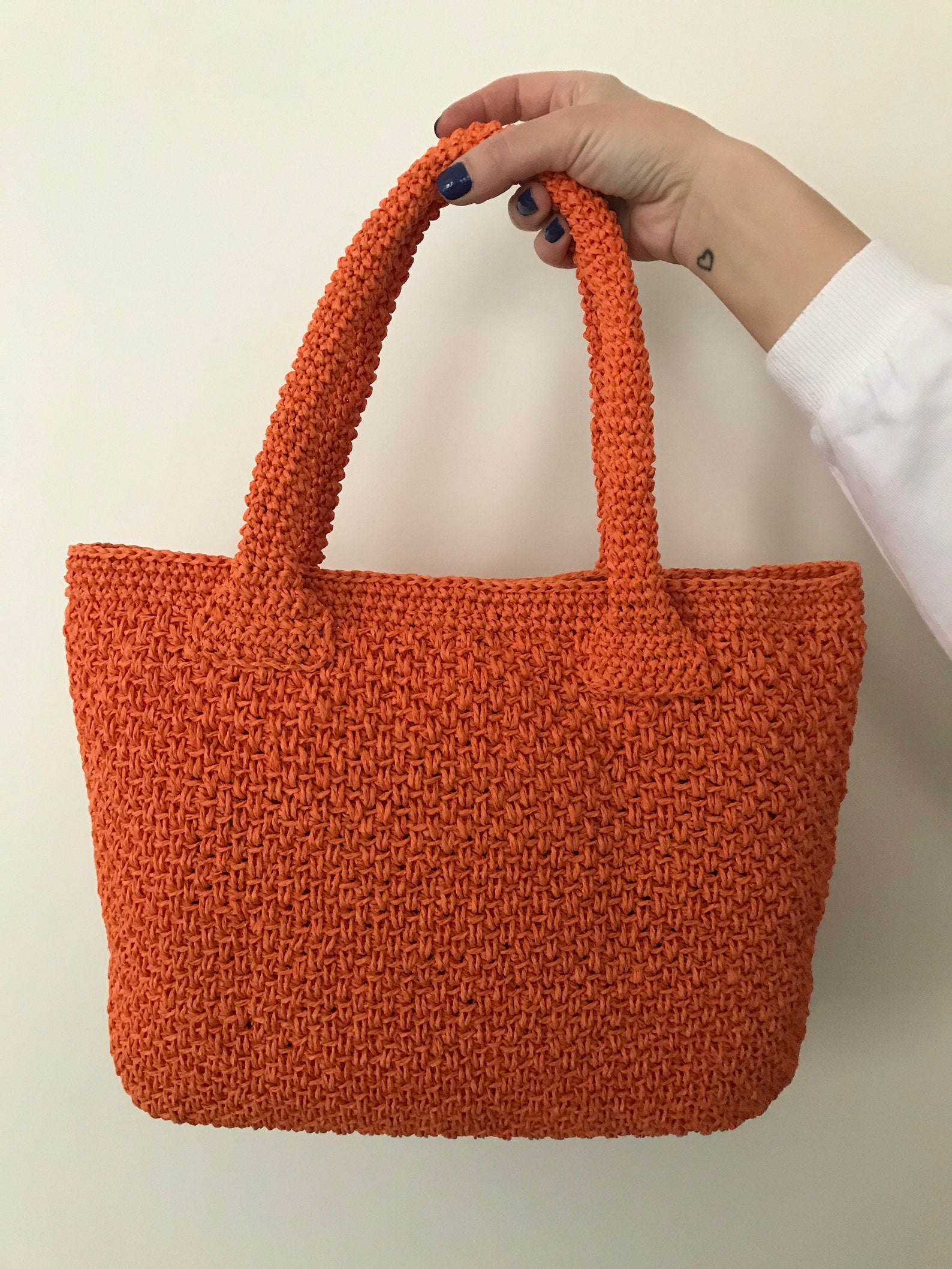 Orange Crochet Straw Tote Bag: Summer Beach Market Bag - Etsy