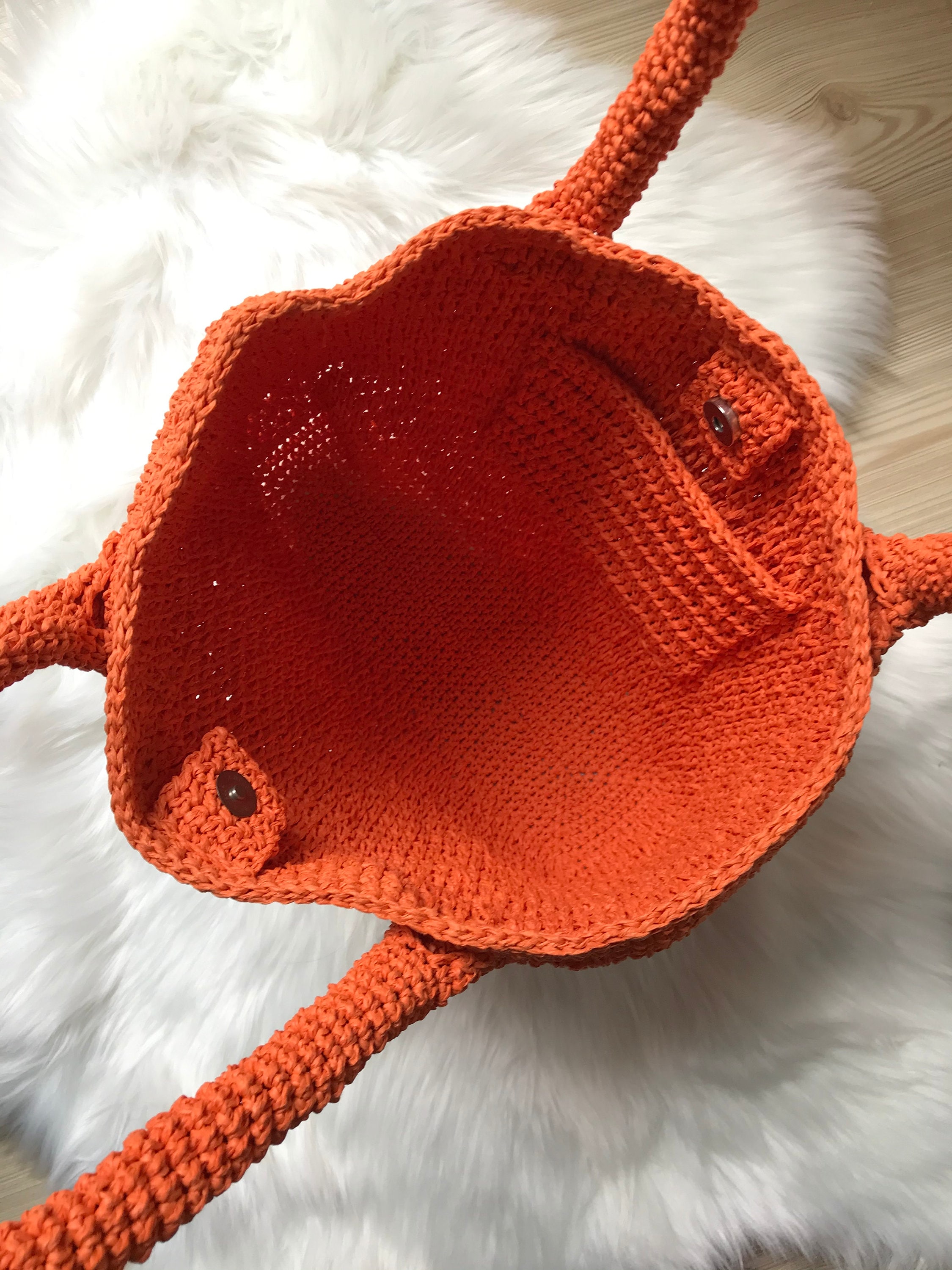 Orange Crochet Straw Tote Bag: Summer Beach Market Bag - Etsy