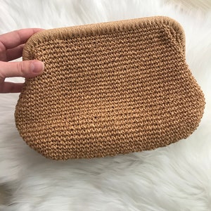 Straw Clutch Bag, Summer Bag, Boho Beach Clutch, Tan Color Hand Bag ...