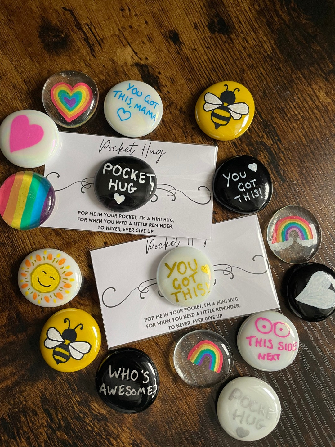 Pocket Hug, Glass Fidget Pebble, Uplifting Gift, You Got This, Present ...