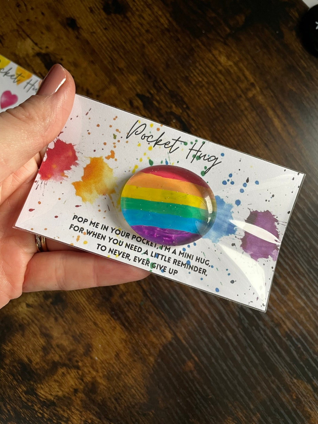 Rainbow Pocket Hug: Hand-painted Glass Fidget Pebble - Etsy