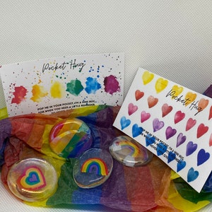 Rainbow Pocket Hug: Hand-painted Glass Fidget Pebble - Etsy