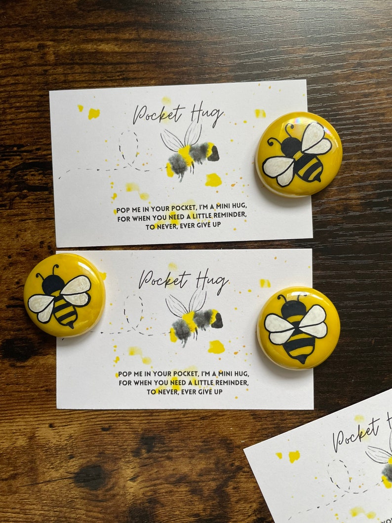Bumble Bee Pocket Hug: Hand-painted Glass Fidget Pebble - Etsy