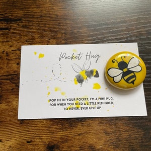 Bumble Bee Pocket Hug Glass Fidget Pebble Uplifting Present - Etsy