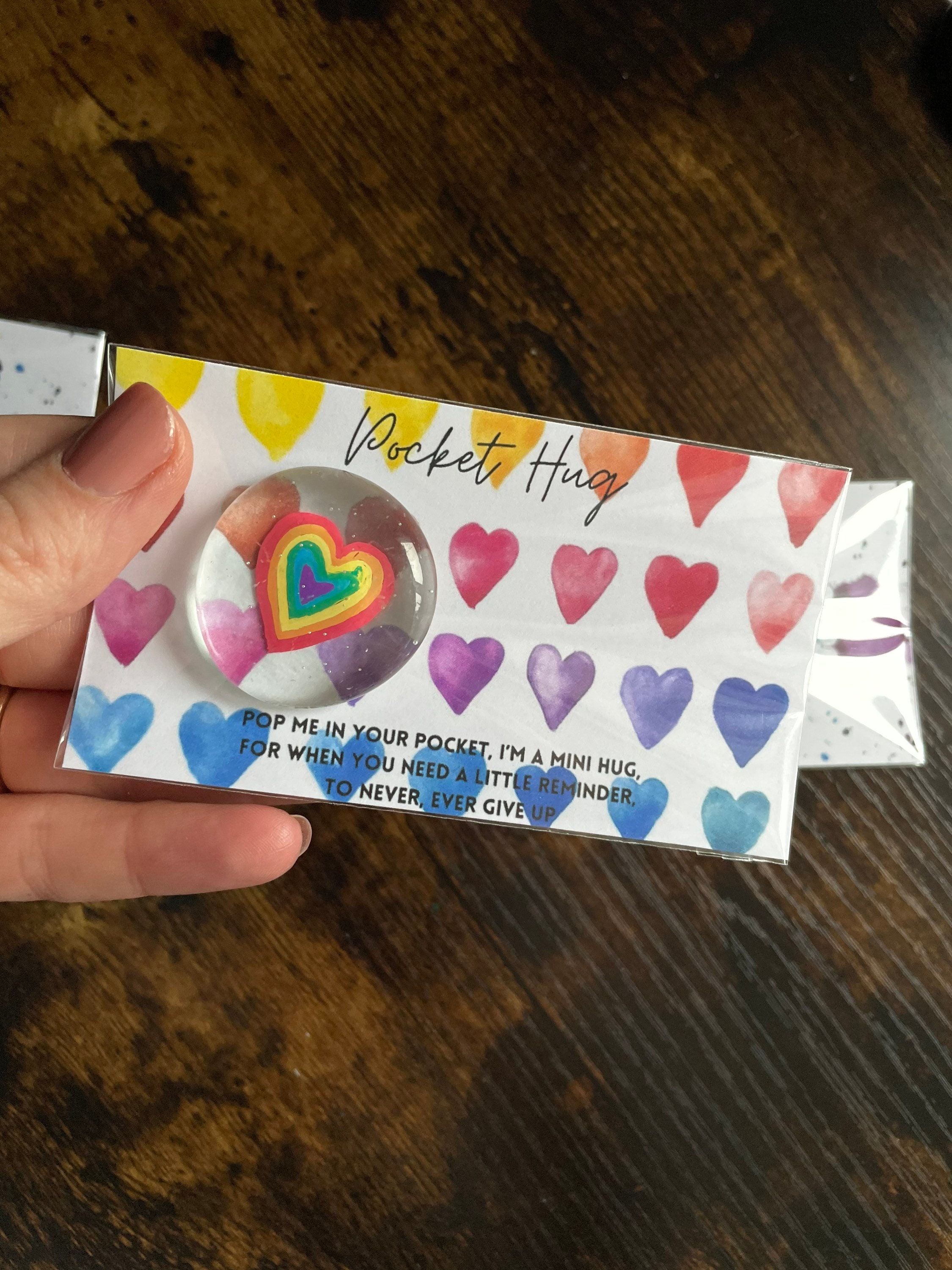 Rainbow Pocket Hug Glass Fidget Pebble Uplifting Present - Etsy UK