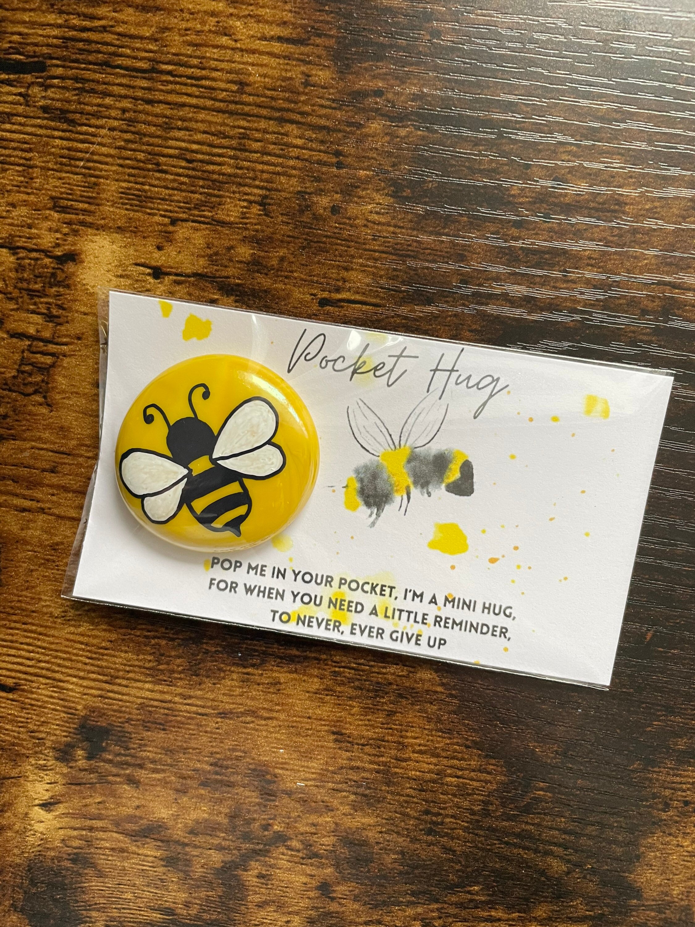 Bumble Bee Pocket Hug, Glass Fidget Pebble, Uplifting Present, Bumble ...