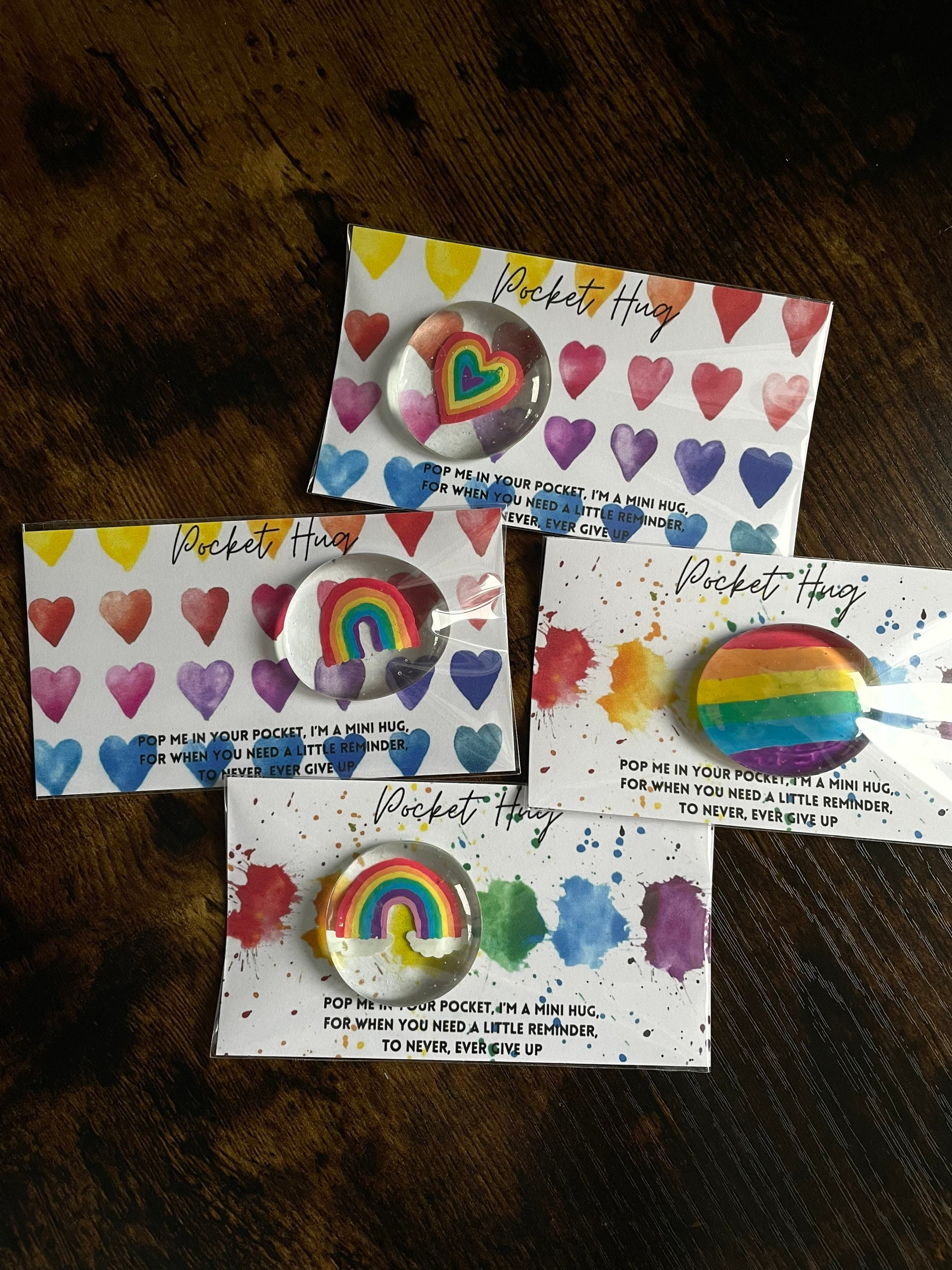 Rainbow Pocket Hug Glass Fidget Pebble Uplifting Present - Etsy UK