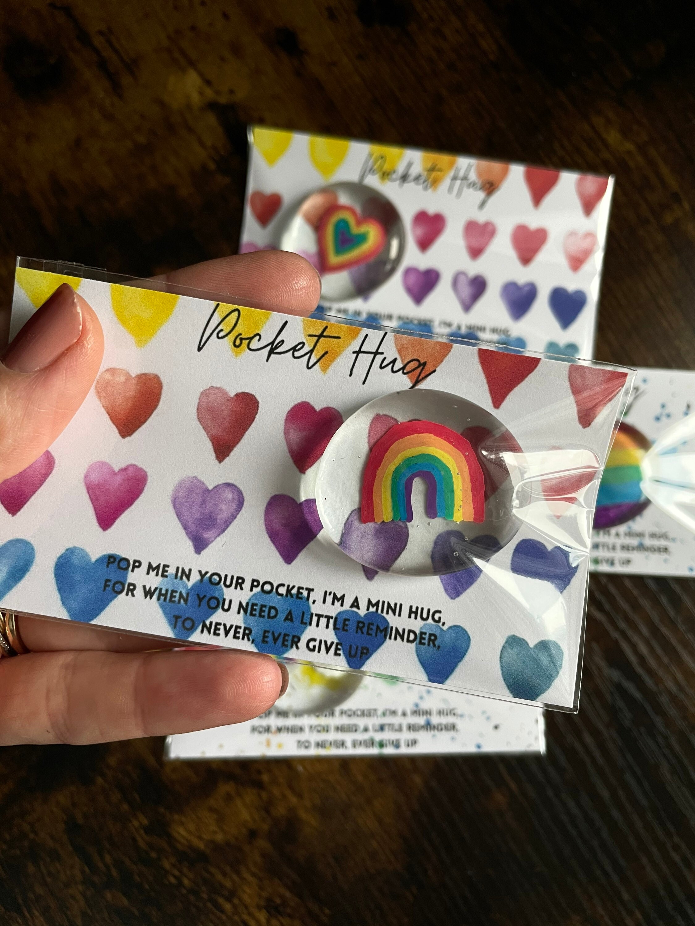 Rainbow Pocket Hug Glass Fidget Pebble Uplifting Present - Etsy UK