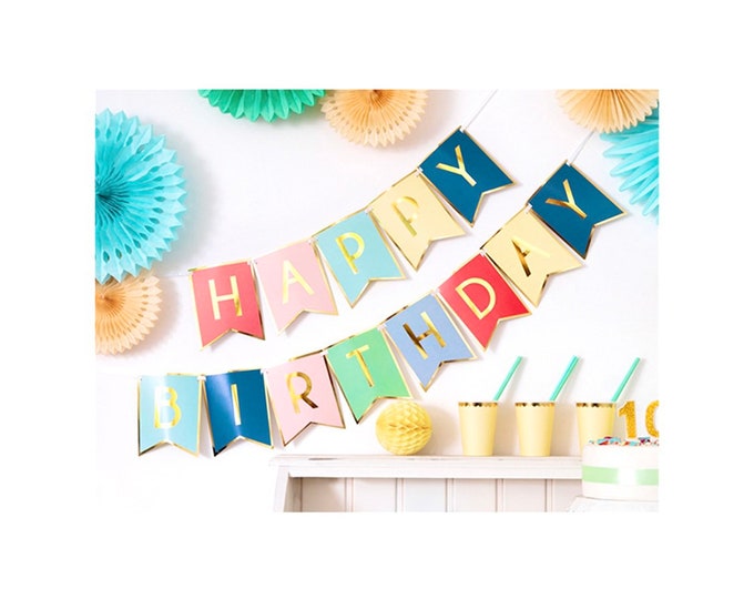 Happy Birthday Banner Garland 175 Cm Colorful. DIY Birthday Decoration ...