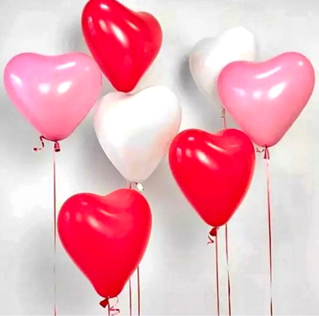 PREMIUM HEART BALLOONS50/100 Pieces Natural Rubber Heart Balloons for ...