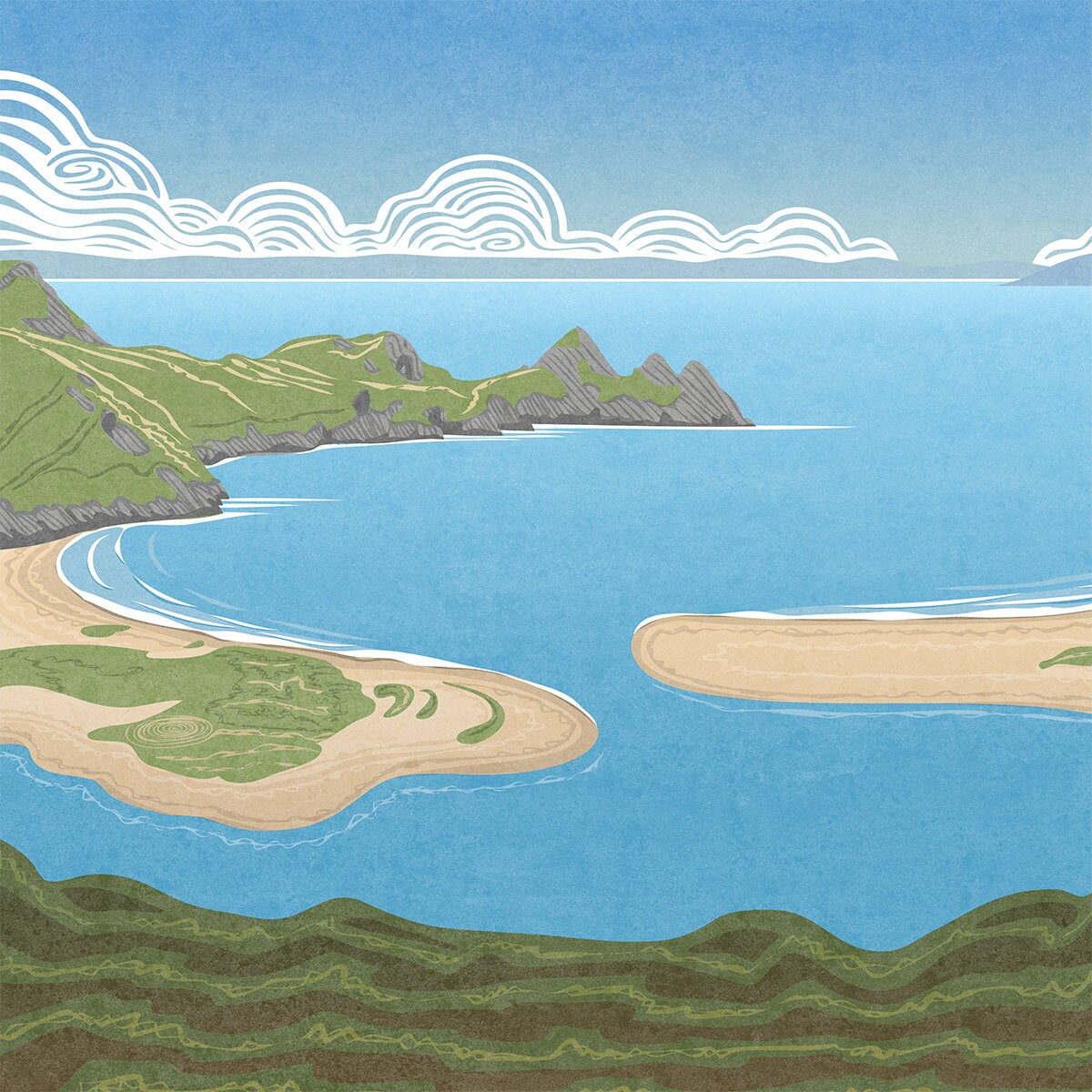 Three Cliffs Bay, Gower, Wales, Landscape Art Print, Gower Beach Poster ...