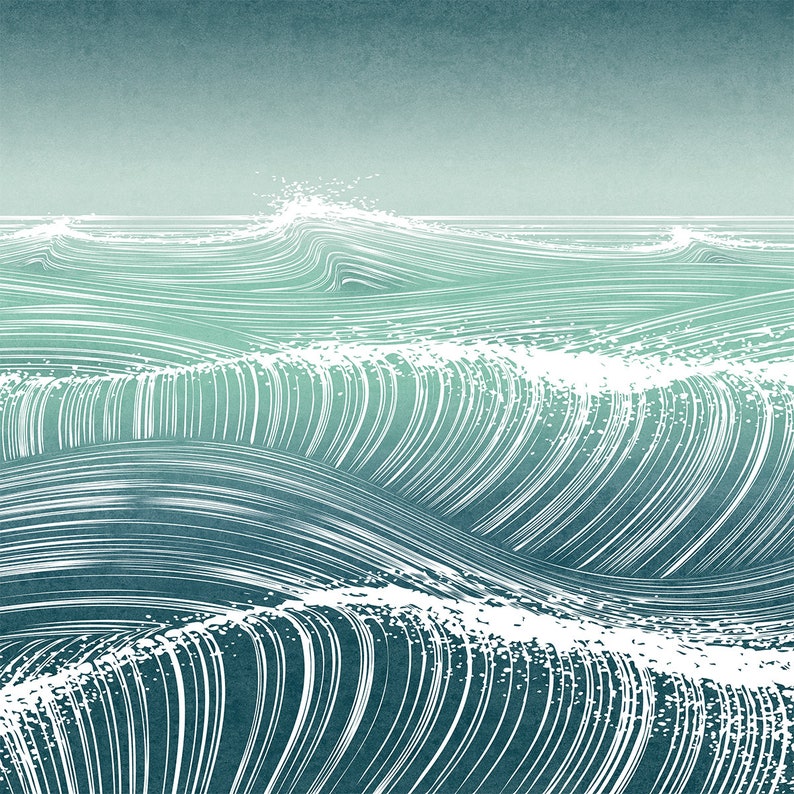 Minimalist Waves Print waves Ii Waves Art Sea - Etsy