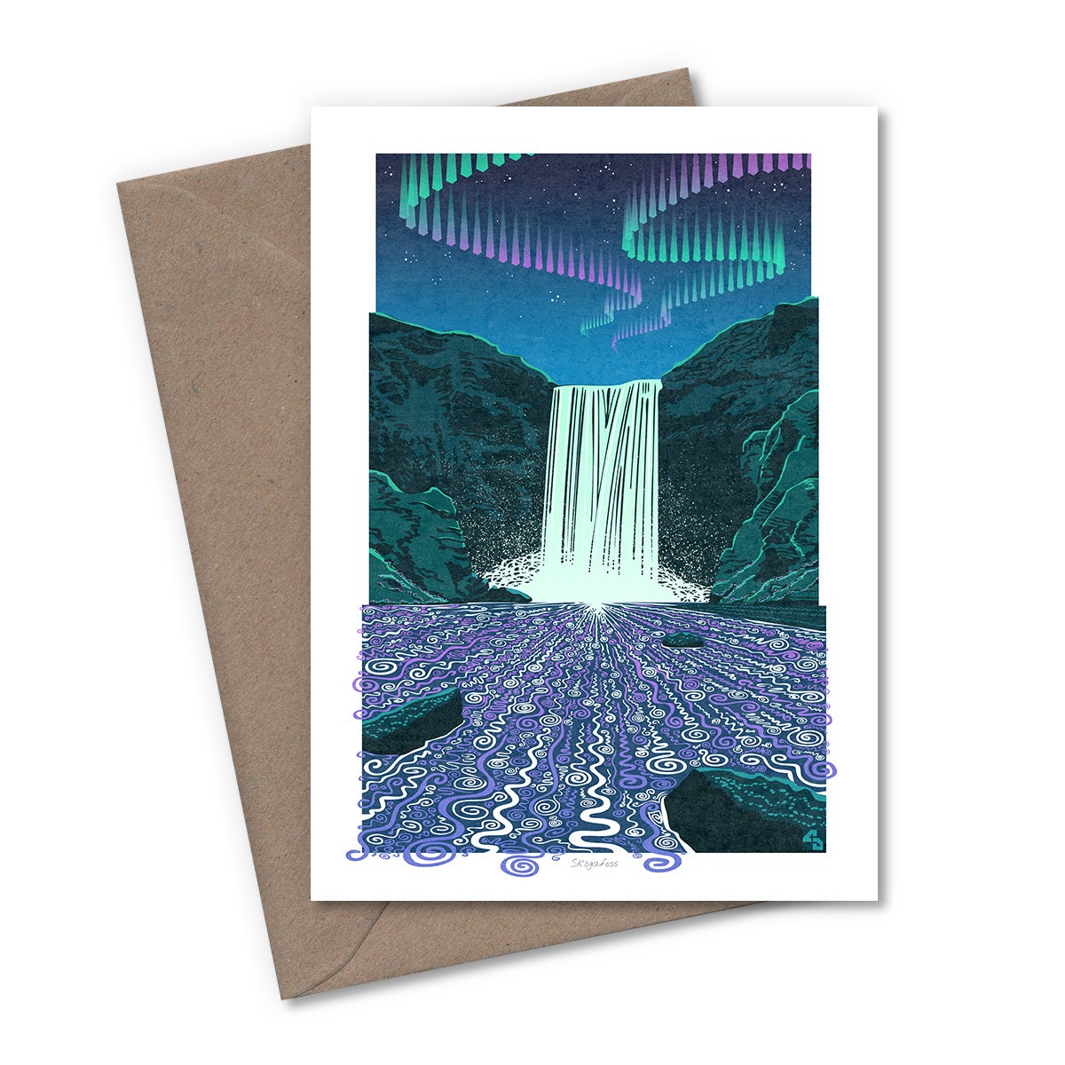 Iceland Aurora Waterfalls Greetings Cards Set of 6 - Etsy